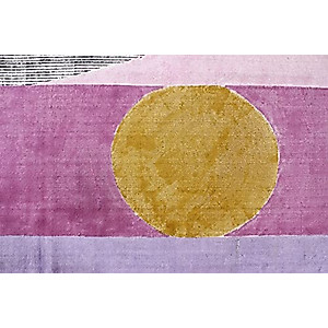 Casavani Hand Block Printed Rug Geometric Blue & Pink Tassel Rug Boho Area Rug Easy Care Washable Rugs for Doormat Entryway Living Room Bedroom Hallway Balcony 10x10 Feet Square