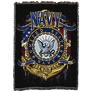 Pure Country Weavers PCW - US Navy Strong Blanket - Gift Military Tapestry Throw Woven from Cotton - Made in The USA (72x54)