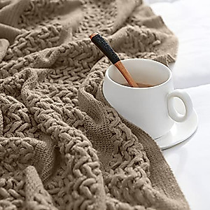 jinchan Knit Throw Blanket Taupe Soft Couch Throw Blanket with Tassels Spring Bed Throw Blanket Indoor Outdoor Travel Warm Coverlet for Sofa Comforter Living Room Decor Nursery Gift 50 x 60 inch