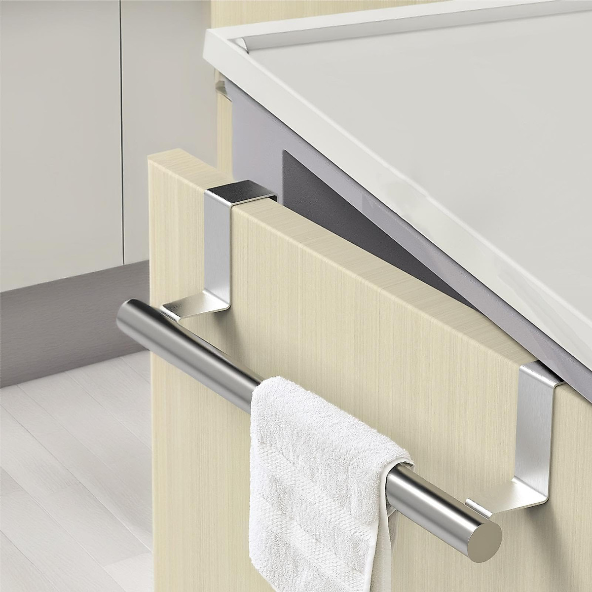 Stainless Steel Towel Rack for Kitchen,Towel Bar Over The Door Cabinet,Easy Install - 2 Pack