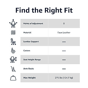 Amazon Basics Classic Faux Leather Office Desk Guest Chair with Metal Frame - Black