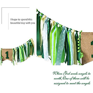 Jungle Theme Baby First Birthday Party Decorations Kit for Baby Boy's Girl's，1st Birthday Decorations for Photo Booth Props,Green Burlap Highchair Banner for 1st Birthday Decorations