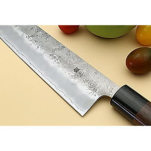 Yoshihiro Stainless Clad Nashiji Ginsan High Carbon Stain Resistant Steel Kiritsuke Multipurpose Chefs Knife (9.5"(240mm) & Saya)