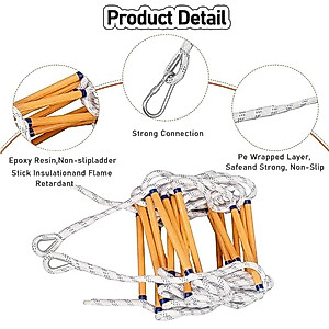 Ladder Safety Rope Escape Ladder with Lifesaving Rock Climbing Home Engineering Rescue Rope Ladder Emergency Fire,3m/9.8ft