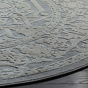 SAFAVIEH Reflection Collection 6'7" Round Light Grey/Cream RFT665C Vintage Distressed Area Rug