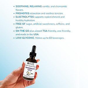 Pure Inventions Tranquility - Supports Relaxation - Vanilla and Chamomile - Water Infusion Drops - No Sugar, Calories, or Artificial Sweeteners - 60 Servings - 2oz