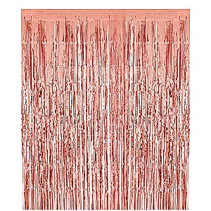 Rose Gold 25 Birthday Party Decorations Supplies, Champagne Balloon, Pink Happy Birthday Banner, 25 Balloons,Rose Gold Foil Fringe Curtains,Confetti Balloons for 25th Birthday Decorations for Her (25)