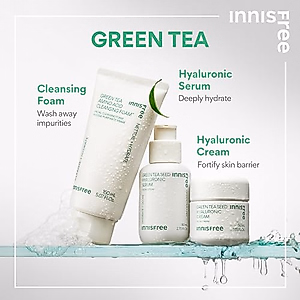 innisfree Green Tea Seed Hyaluronic Serum with Panthenol and Niacinamide, Korean Face Serum for Hydration and Glow (Packaging May Vary)