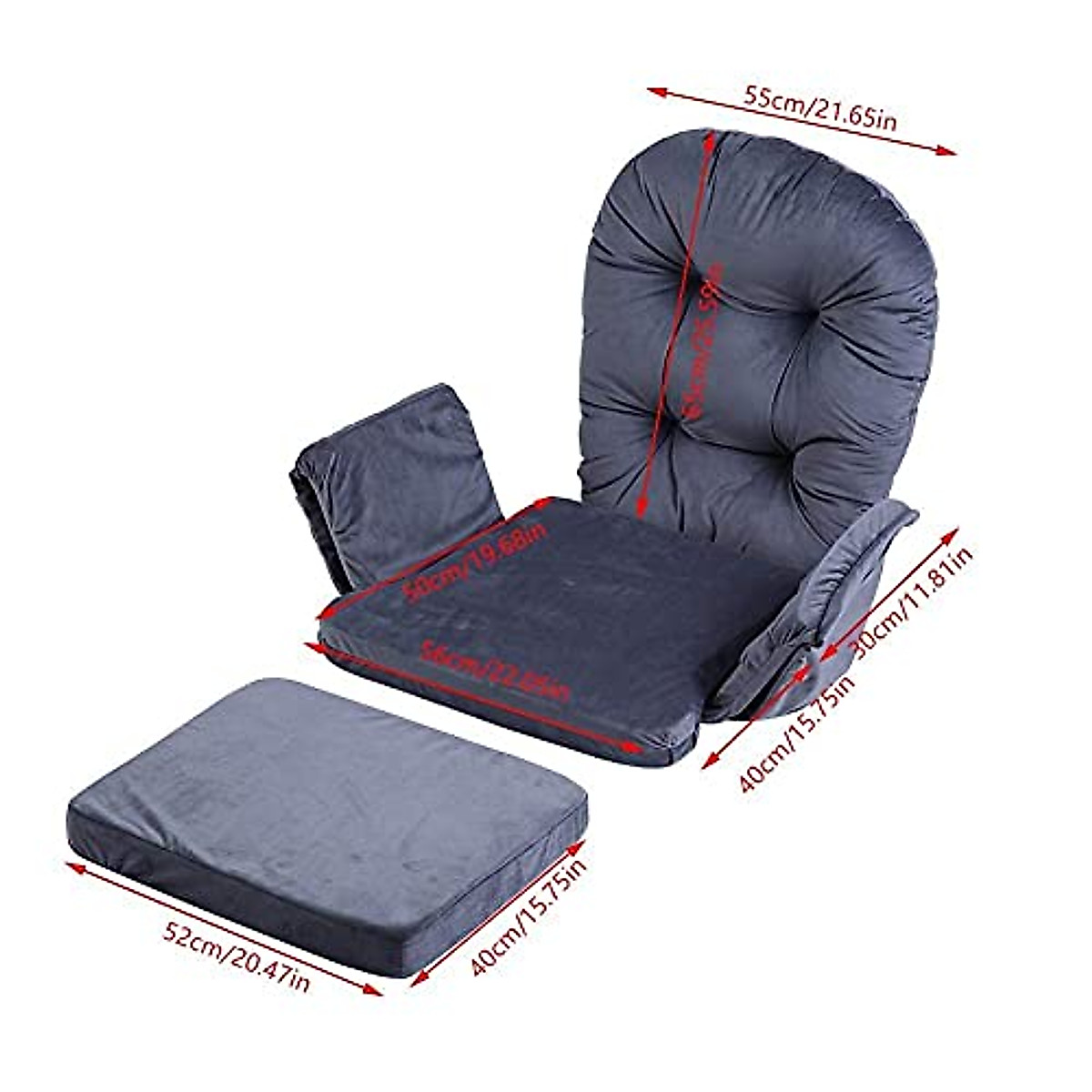 TOPINCN Glider Rocker Replacement Cushions Cover Set, Soft Velvet Cotton Chair Cushion + Stool Pad Set Warm Cover Rocking Chair Cushions Total Chair Pad Cushion for Home Office, Gray