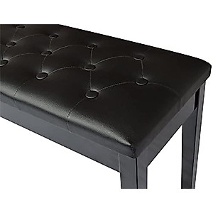 MICHYUGM Piano Bench with Padded Cushion and Music Book Storage Compartment, Duet Wooden Seat, 13.7 x 29.5 x 20 inches, Load 440lb Black