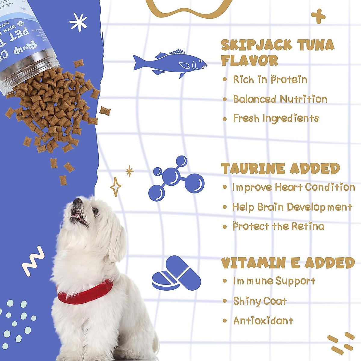 PAWUP Dog Treats Crunchy and Creamy Treats for Dog and Cat, Skipjack Tuna Flavor Topper, Taurine Added, 12.5 Ounce