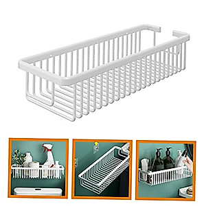 Hemoton Mount Toilet Metal Gel Bathroom Shampoo Conditioner Drilling Tote Bottle Punch-free Basket Wall-mounted Room Wash Portable Kitchen Living Organizer Drain Space Shower Holder