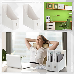 Harloon 24 Pcs Plastic Magazine File Holder Desk Storage Folder Organizer Cardboard Shelves Heavy Duty Document Box Vertical Book Bin File Rack for School Home Classroom Office (Black)