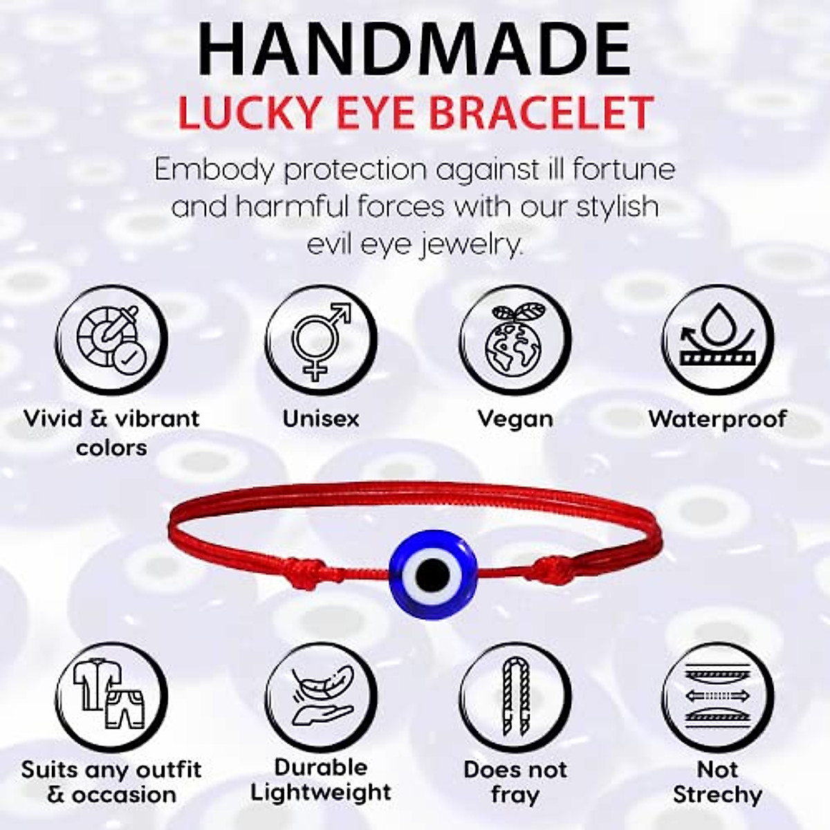 LUCK STRINGS Lucky Evil Eye Protection Bracelet, Adjustable Red String, Handmade Evil Eye Strand Bracelet For Men and Women