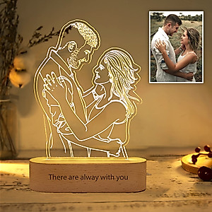 Magic Lunar Custom 3D Photo Lamp Personalized Portrait Illusion Night Light Cube Light Up Picture Engraved Plaque Frame Things Remembered 21th Birthday Gifts Using My Own Photos for Men Women Him Her