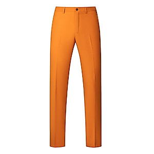 UNINUKOO Men's Suit Slim Fit 2 Button 2 Piece Suits for Men Party Formal Dress Solid Tuxedo Blazer Jacket Pants Set US Size 40 Orange