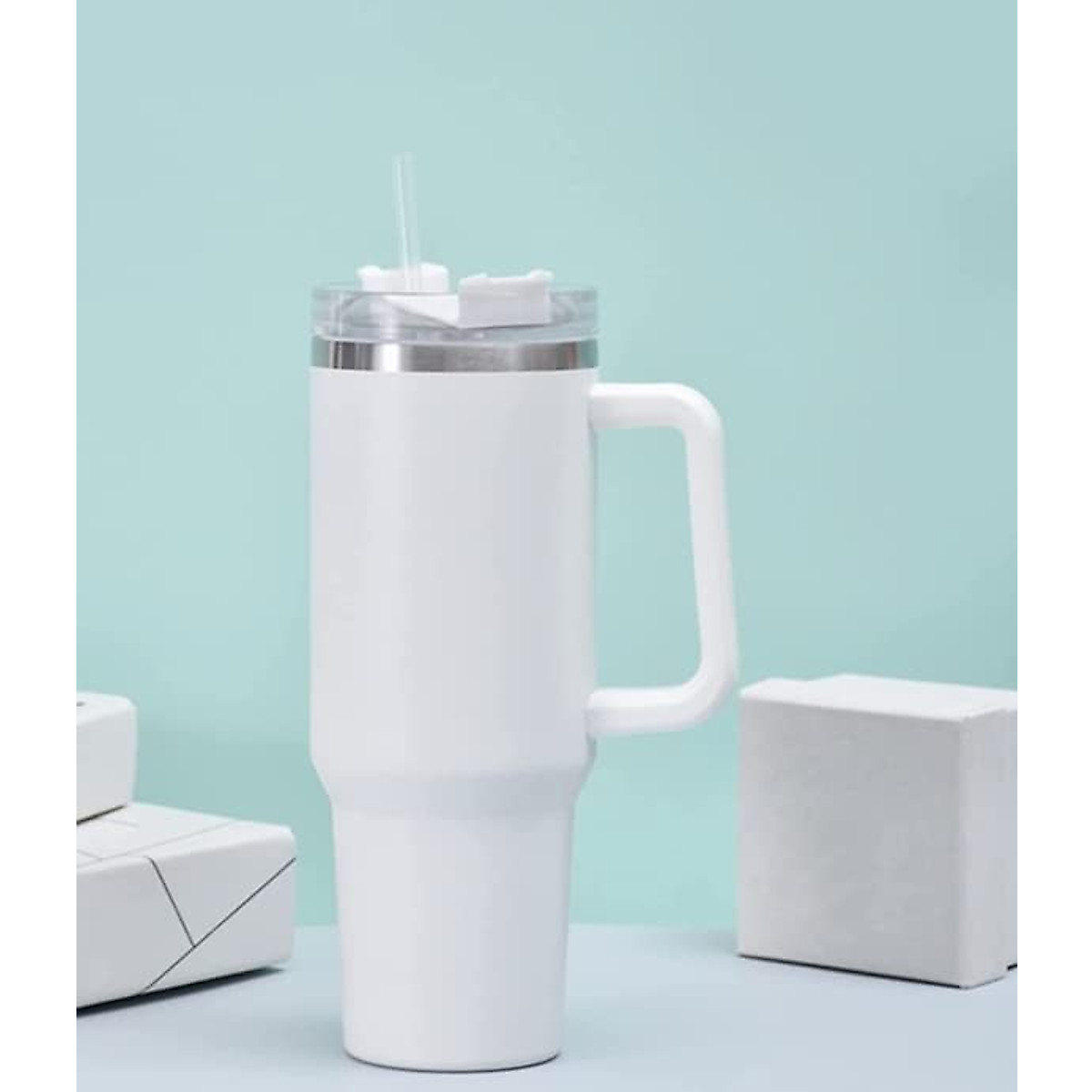 HOT&COOL 40oz Tumbler with Handle, Insulated Tumbler with Straw, Insulated Cup,Reusable Insulated Travel Mug, Leak Proof Tumbler for Iced & Hot Coffee,Tea or Water & Much More, Gift him/her