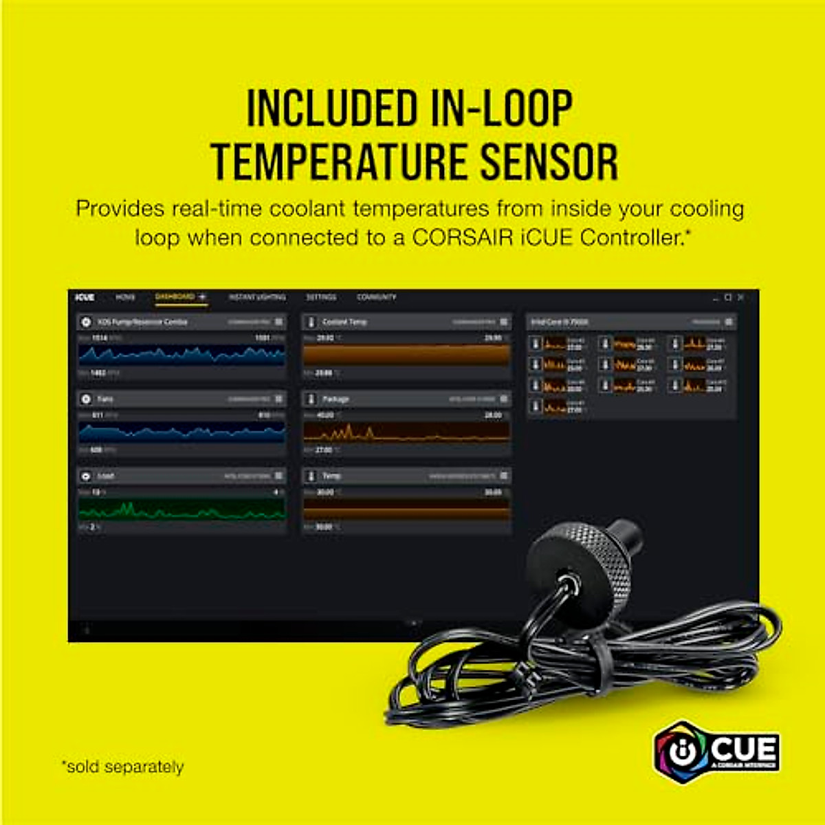 Corsair Hydro X Series XD5 RGB Pump/Reservoir Combo - D5 PWM Pump - 330ml Reservoir - Ten Individually Addressable RGB LEDs - Temperature Sensor - Black