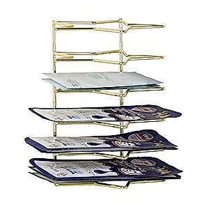 Storage Newspaper Baskets Magazine Rack Bookshelf Mask Box Large Capacity Desktop Rack Wrought Iron Golden Five-Pointed Star Rack (Color : Gold, Size : 2014.514.5cm)