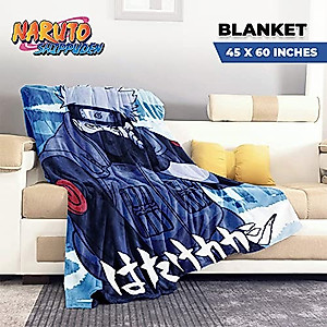 Naruto Shippuden 45" x 60" Fleece Blanket, Featuring Kakashi Hatake, Bedding, Throw, Home Decor by Just Funky, Officially Licensed