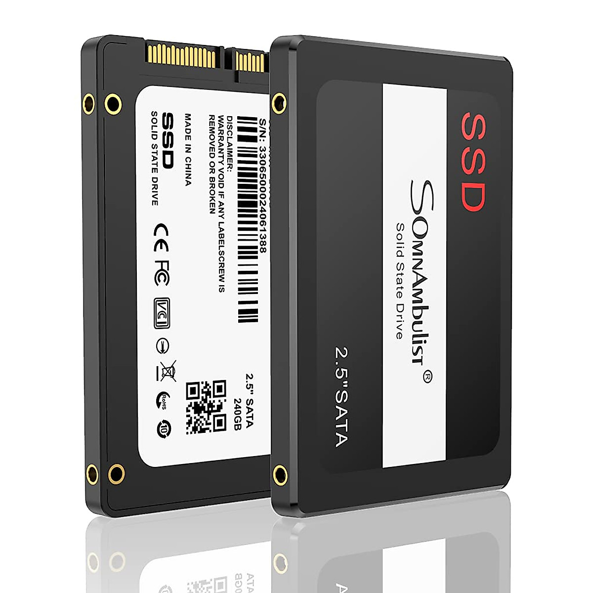 Somnambulist 60GB 120GB SSD 240GB Internal Solid State Drive - 2.5 Inch SATA for Computer, Desktop, PC & Laptop (Black Plastic -120GB)