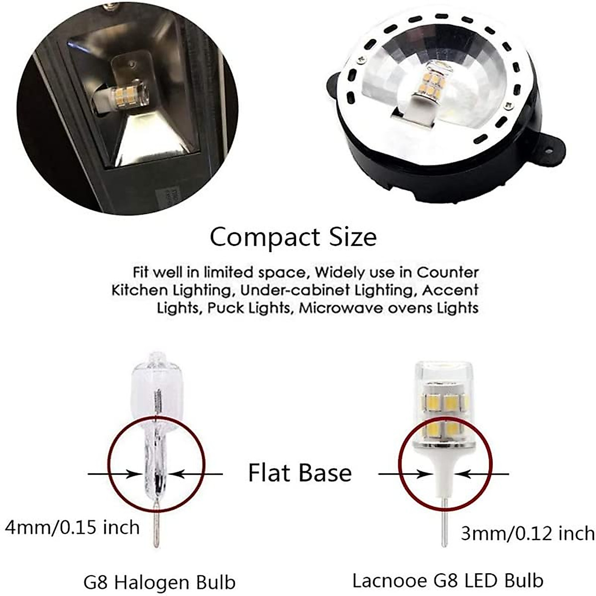 Sriomny 6 Pack G8 Led Bulb 2W Equivalent to 20W Halogen Bulb AC 120V, G8 Warm White 2700K, Transparent Shell, Bi-Pin Base, Not Dimmable, Light Bulbs