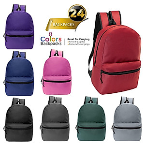 Moda West 24 Pack - 17 Inch Wholesale Basic Bulk Backpacks in Assorted Prints - Case of Bookbags
