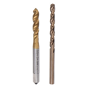 uxcell M5 x 0.8 Spiral Flute Tap 4.2mm Drill Bit Set, Metric Titanium Plated M35 Cobalt High Speed Steel Machine Threading Screw Tap Drilling Tool