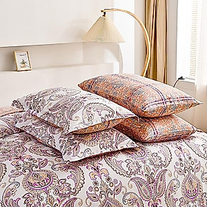 Yiran 7 Pieces Bed in a Bag Paisley Comforter Set Paisley Floral Bedding Set Soft Microfiber Boho Comforter King Size 90"×103"(1 Comforter,2 Pillowcases,2 Pillow Shams,1 Flat Sheet,1 Fitted Sheet)