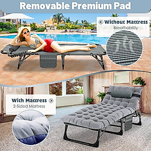 Slsy Folding Chaise Patio Lounge Chair, Outdoor Reclining Patio Chairs, Heavy Duty Patio Chaise Lounges for Outside, Poolside, Beach, Lawn, Camping