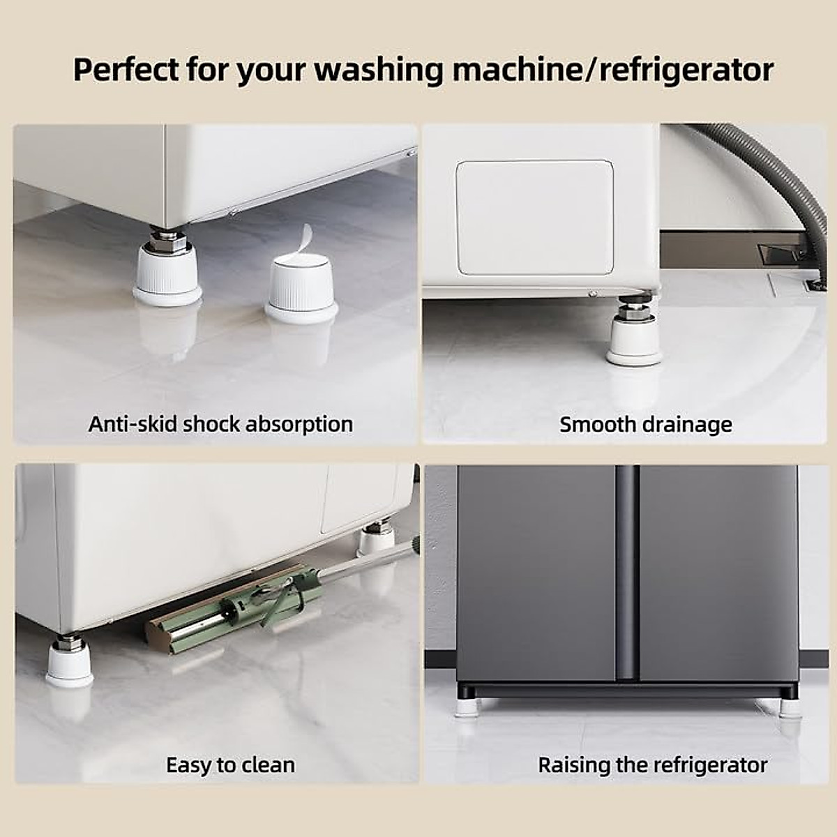 nediea Anti Vibration Pads For Washing Machine, Washer And Dryer Feet Pads,Adjustable Anti-Vibration Pads For Washing Machine,Vibration Isolation Pads, 4pcs