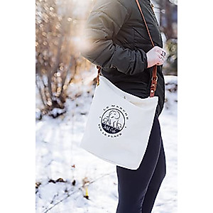 Canvas Tote Bag With Pockets, Adjustable Faux Leather Strap & Magnetic Closure - Everyday Chic Cotton Washable Heavy Duty Tote Bag Purse With Zippered Interior Pocket & Matching Accessory Pouch