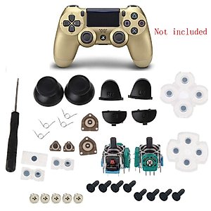 Onyehn L1 R1 L2 R2 Trigger Springs Replacement Parts Buttons,3D Analog Joysticks Thumb Sticks Cap Conductive Rubber Screwdriver Kit for PlayStation 4 PS4 Controller(JDS-001)