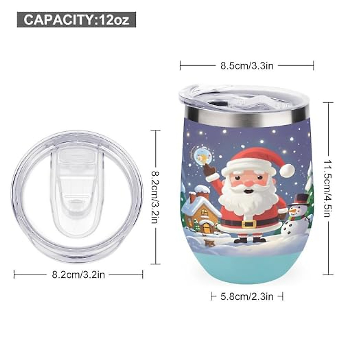 OPTKSNCU 304 Stainless Steel Insulated Cup with Lid, Big Santa Claus Print Durable, And Easy to Clean – Ideal for Home, Office, And Gift Giving
