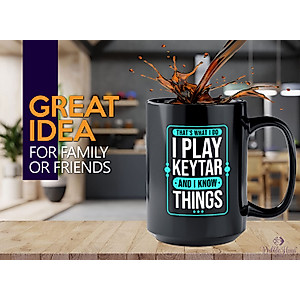 Bubble Hugs Keytar Coffee Mug 15oz Black - That's What I Do I Play Keytar - Keytar Player Music Musician Instrument Song