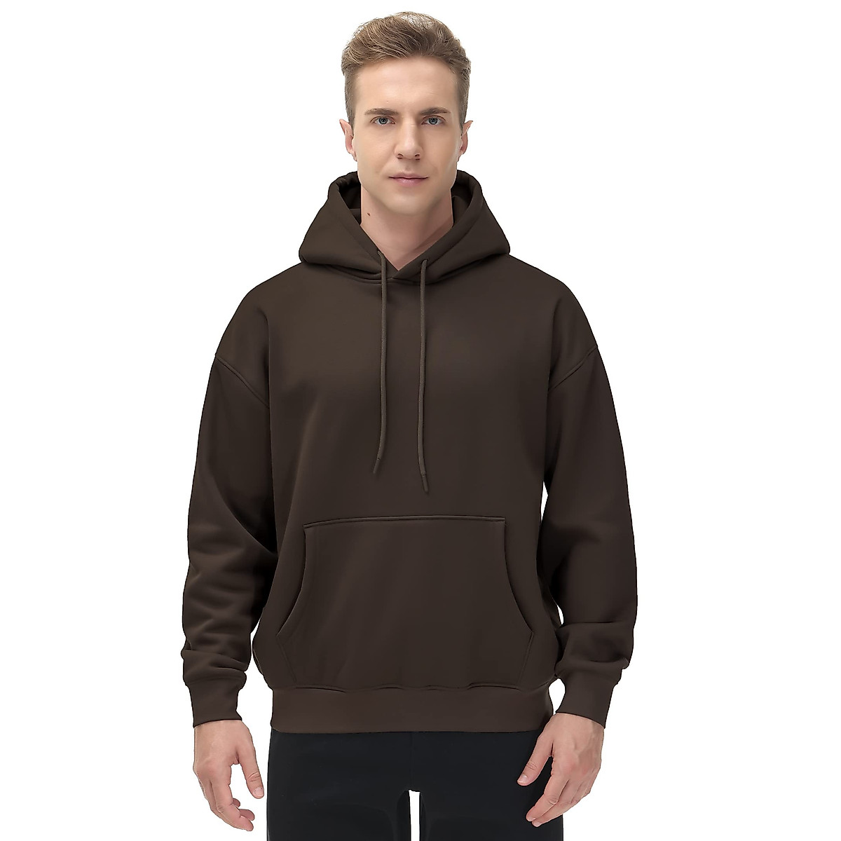 THE GYM PEOPLE Men's Fleece Pullover Hoodie Loose Fit Ultra Soft Hooded Sweatshirt With Pockets Brown