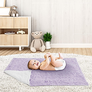 Sweet Jojo Designs Purple Floral Rose Baby Girl Blanket Receiving Security Swaddle for Newborn or Toddler Nursery Car Seat Stroller Soft Minky - Light Lavender Flower Elegant Boho Shabby Chic Luxury