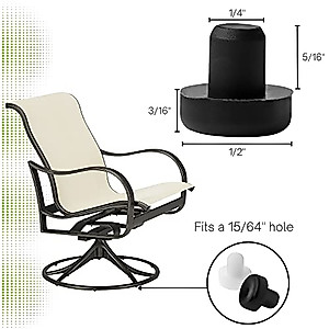 Project Patio Swivel Rocker Chair 1/2" Nylon Stem Bumper Outdoor Furniture Floor Protector Feet - 25 Pack - White