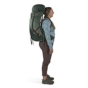 Osprey Aura AG LT 50L Women's Backpacking Backpack, Koseret/Darjeeling Spring Green, WXS/S