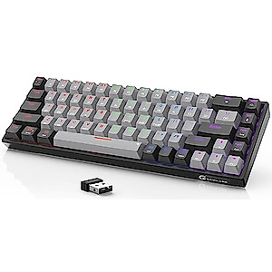 GEODMAER 65% Wireless Mechanical Gaming Keyboard, Triple Modes 2.4G/Bluetooth/Wired RGB Backlit Gaming Keyboard, Wireless Red Switch Mechanical Keyboard, Compact Wireless Keyboard for PC Win Mac Gamer
