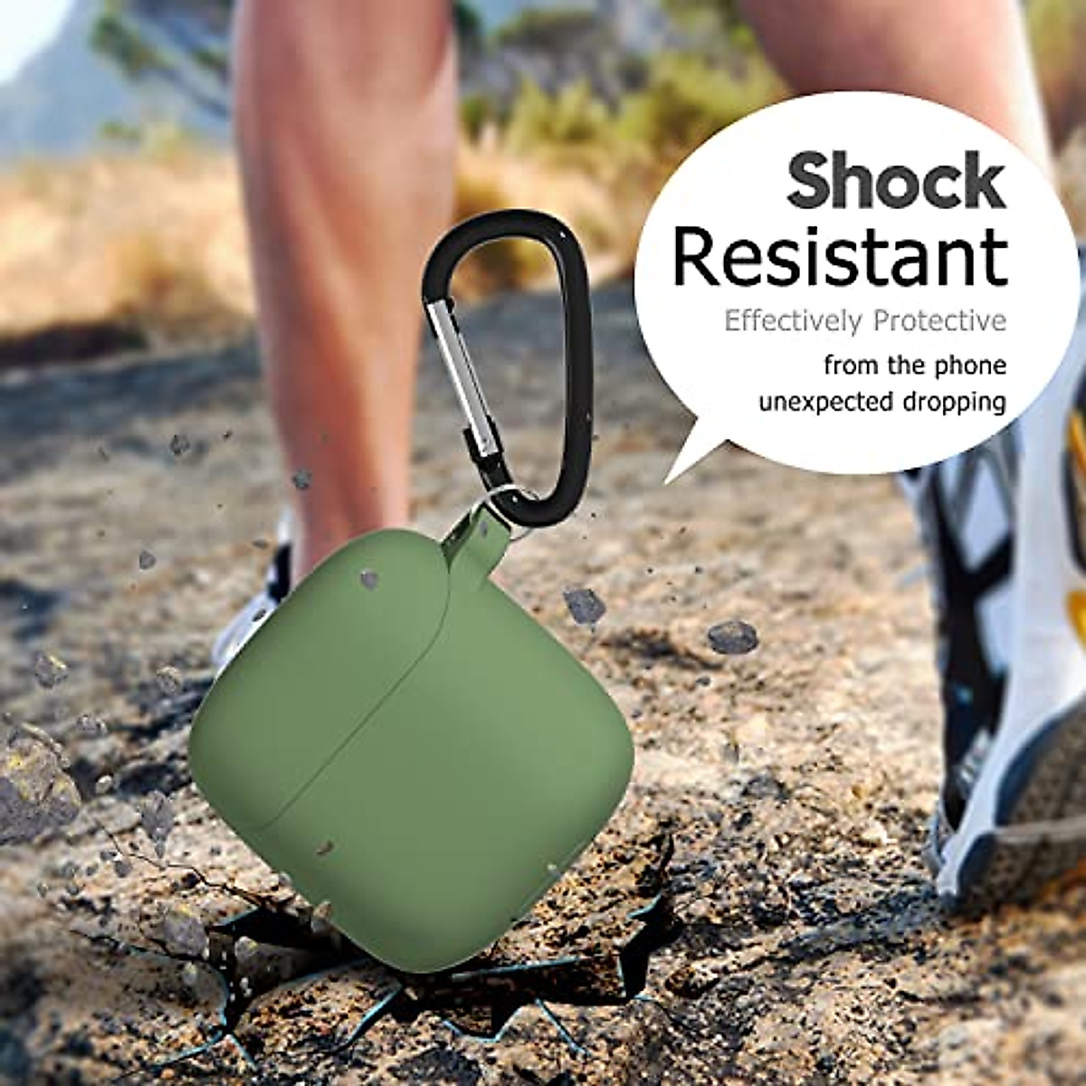 Oakxco JBL Tune 220 TWS/225 TWS Case Silicone, Soft Rubber Gel Shockproof Hard Protective Cover with Keychain Lock, Slim Fit Thin Skin Sleeve Charging Case for Women Girl Cute, Sage Green