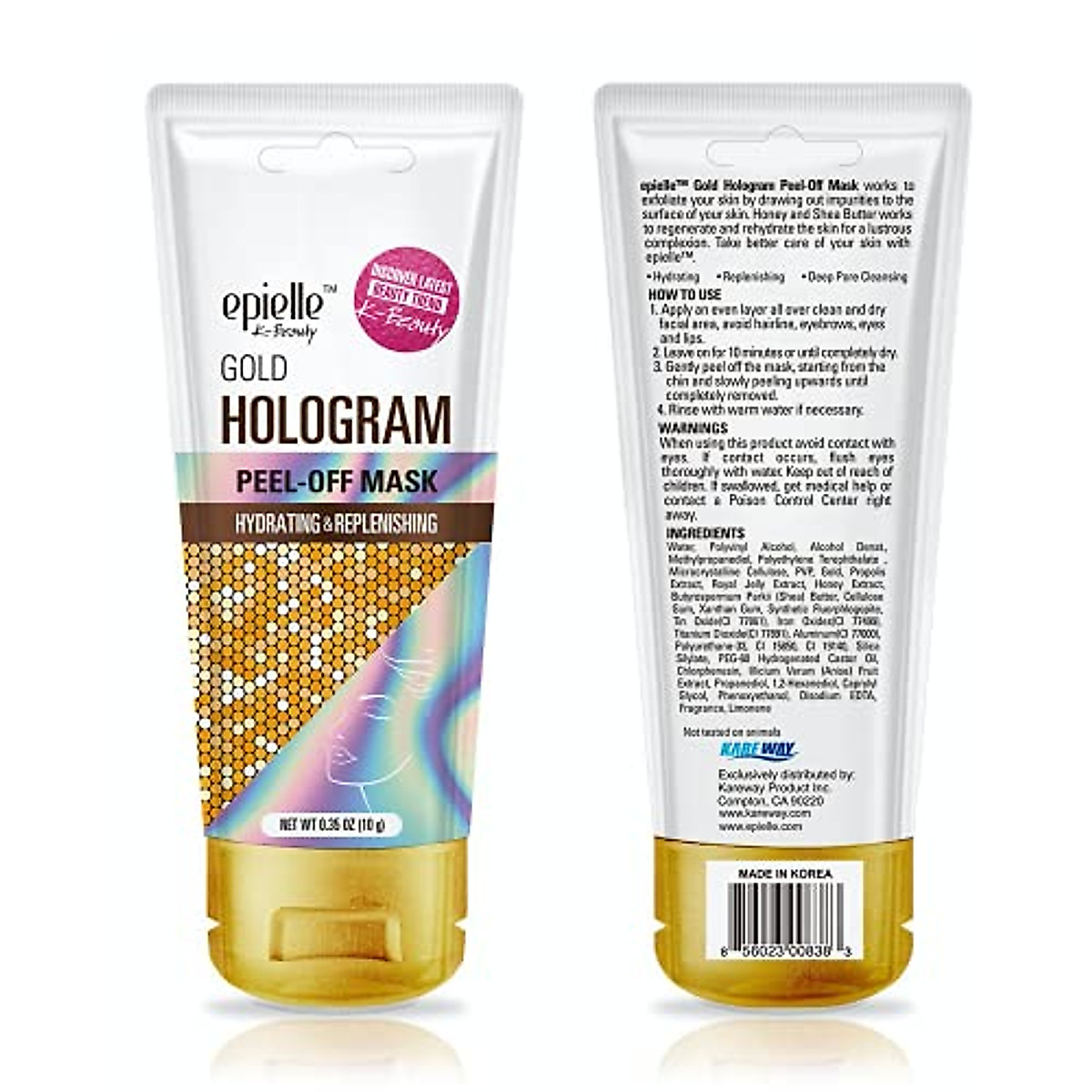 Epielle Hologram Peel Off Face Masks, Glitter Peel Off Mask, Toning & Calming, 8 variety packs (Single-Use Testers)