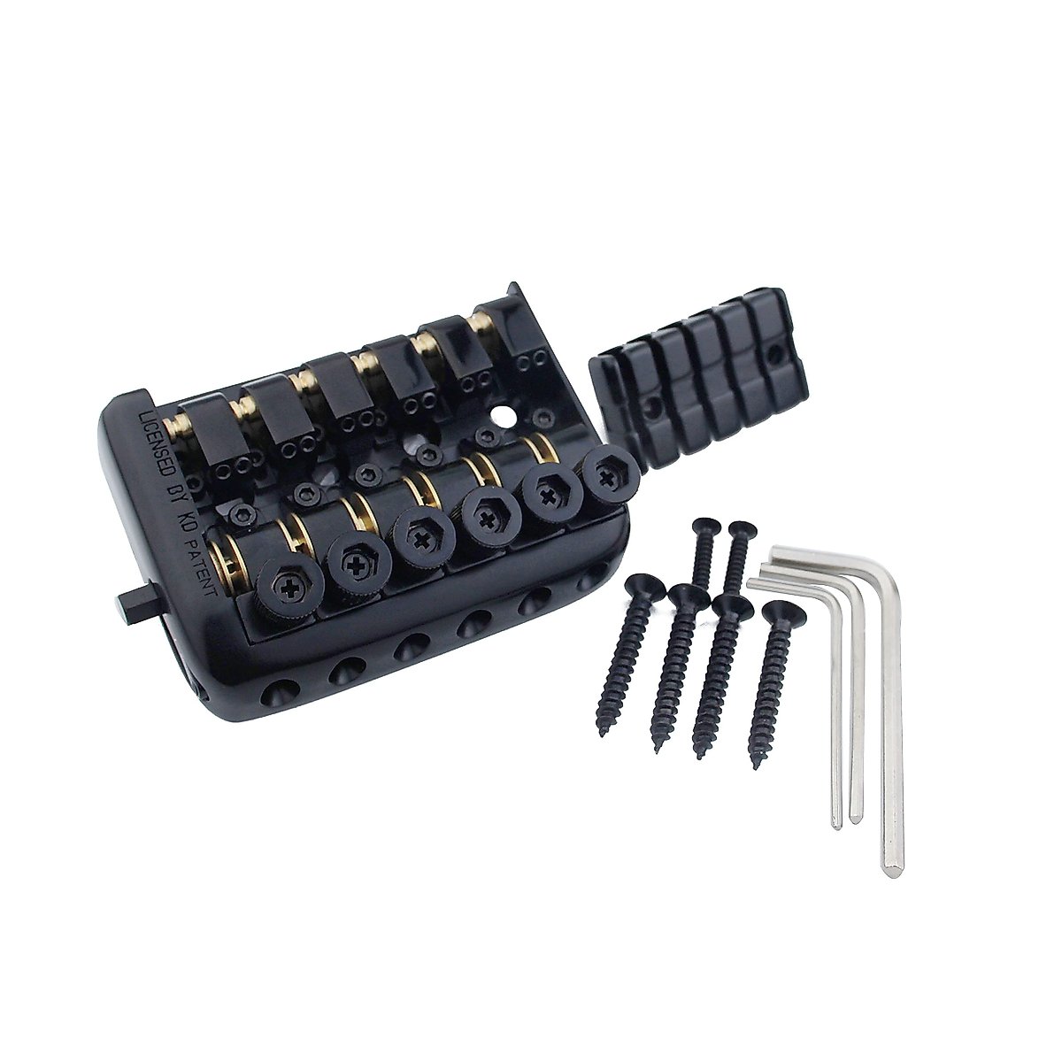 Guyker 6 String Saddle Headless Guitar Bridge Tailpiece With Worm Involved String Device for Headless Guitar Accessories Replacement Part W2004 Black