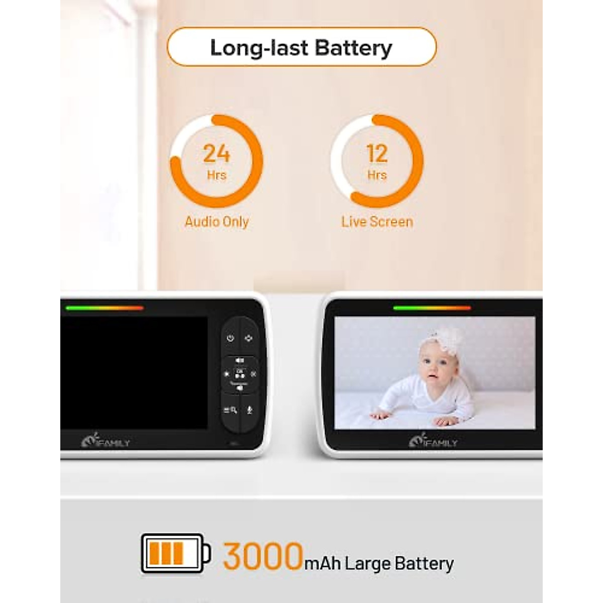 Baby Monitor – 5” Large Display Video Baby Monitor with Remote Pan-Tilt-Zoom |Infrared Night Vision, Temperature Display, Lullaby, Two Way Audio |960ft Range Baby Monitor with Camera and Audio