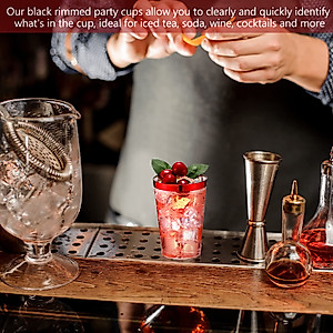 Norme 50 Pcs 12 oz Plastic Cups Disposable Cups 12 oz Plastic Glasses Clear Tumblers with Rim for Birthday Wedding Party Elegant Wine Coffee Cocktail(Red)