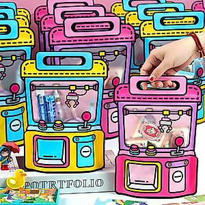 20Pack Cartoon Claw Machine Goodie Bags Clear Gift Candy Bags Party Favor Bags with Handle Small Plastic Gift Bags with Stand-up Bottom Resealable Gift Bag Candy Bag for Party Supplies,Kids Birthday