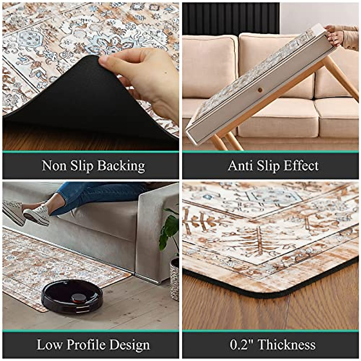 Pauwer Boho Kitchen Rugs Sets of 3 Non Slip Rubber Kitchen Mats for Floor Waterproof Kitchen Rugs and Mats Washable Farmhouse Kitchen Area Rug Floor Carpet Runner Rugs for Hallway Laundry Room