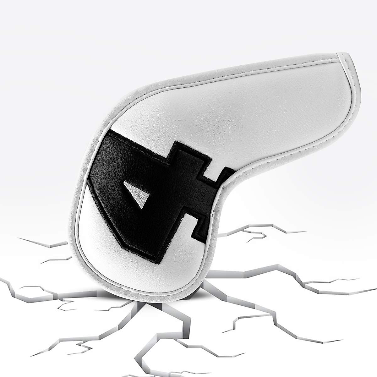 Barudan Golf Iron Club Head Covers set Headcovers for Callaway Ping S5 - Big Colorful Number - Long Neck - Black Pu Leather fits Small Standard Oversized Golf Clubs 10pcs/Pack (White+Black Number)