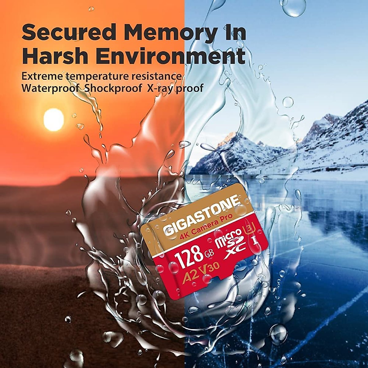 Gigastone [5-Yrs Free Data Recovery] 128GB Micro SD Card, 4K Camera Pro MAX, A2 V30 MicroSDXC Memory Card for Smartphone, Gopro, Action Cams, 4K UHD Video, Up to 120/80 MB/s, UHS-I U3 C10 with Adapter