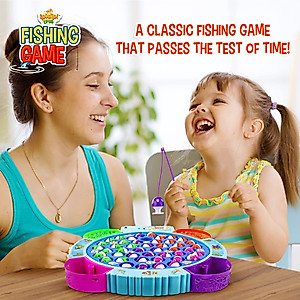 IPIDIPI TOYS Fishing Game for Kids, Magnetic Fishing Game for Toddlers - 45 Fish, 8 Poles Fishing Toy - Rotating Fish Board Game with Music, Educational, Fine Motor Skill Toys for Boys and Girls